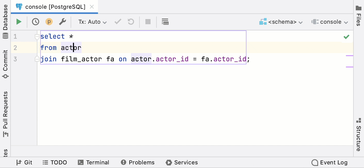 Keyboard shortcuts | DataGrip