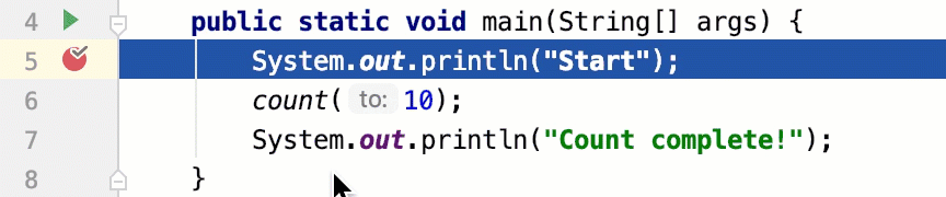 Step through the program | IntelliJ IDEA