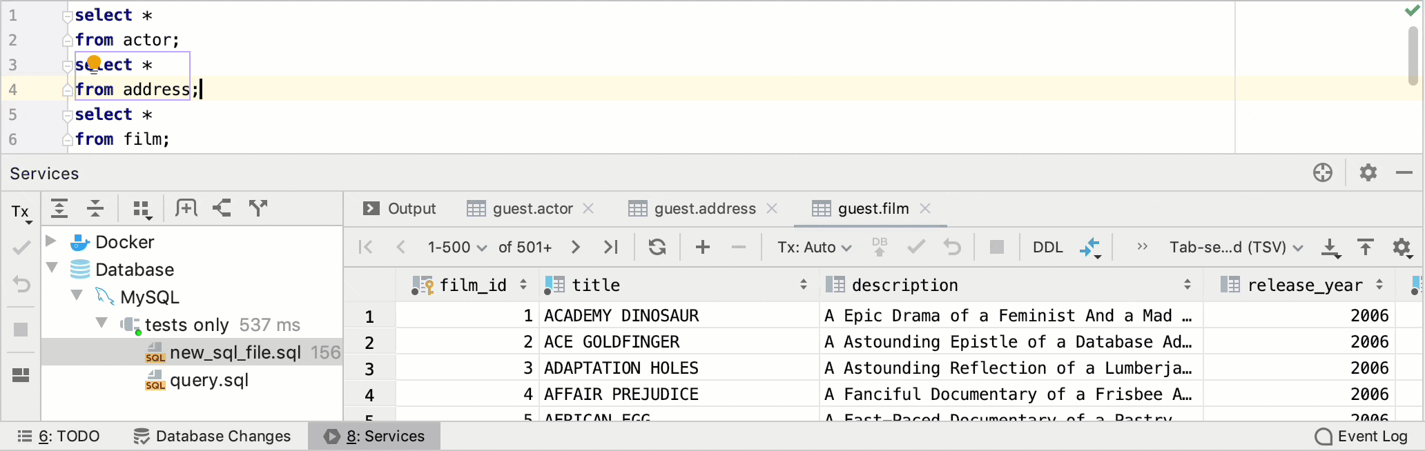 Query execution | DataGrip