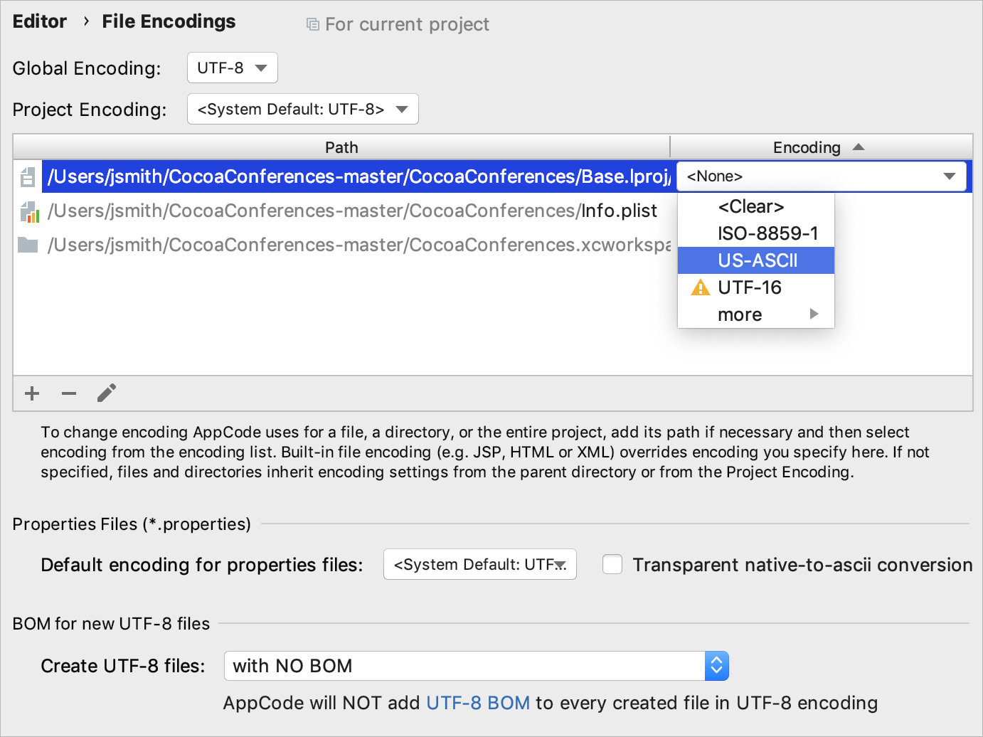 File Encoding AppCode