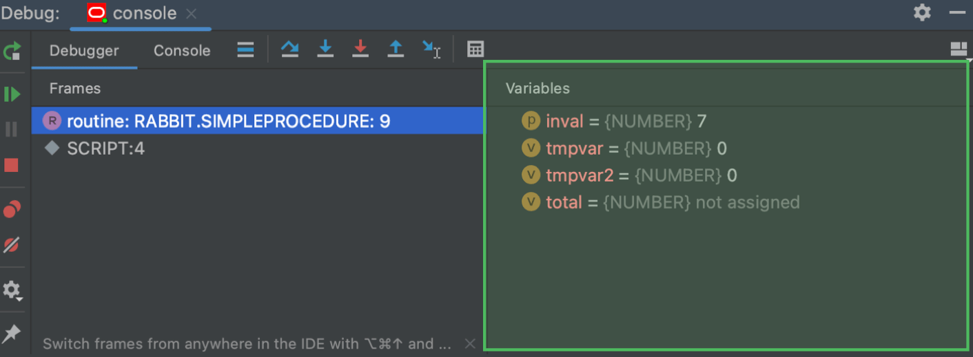 Examine suspended program | DataGrip