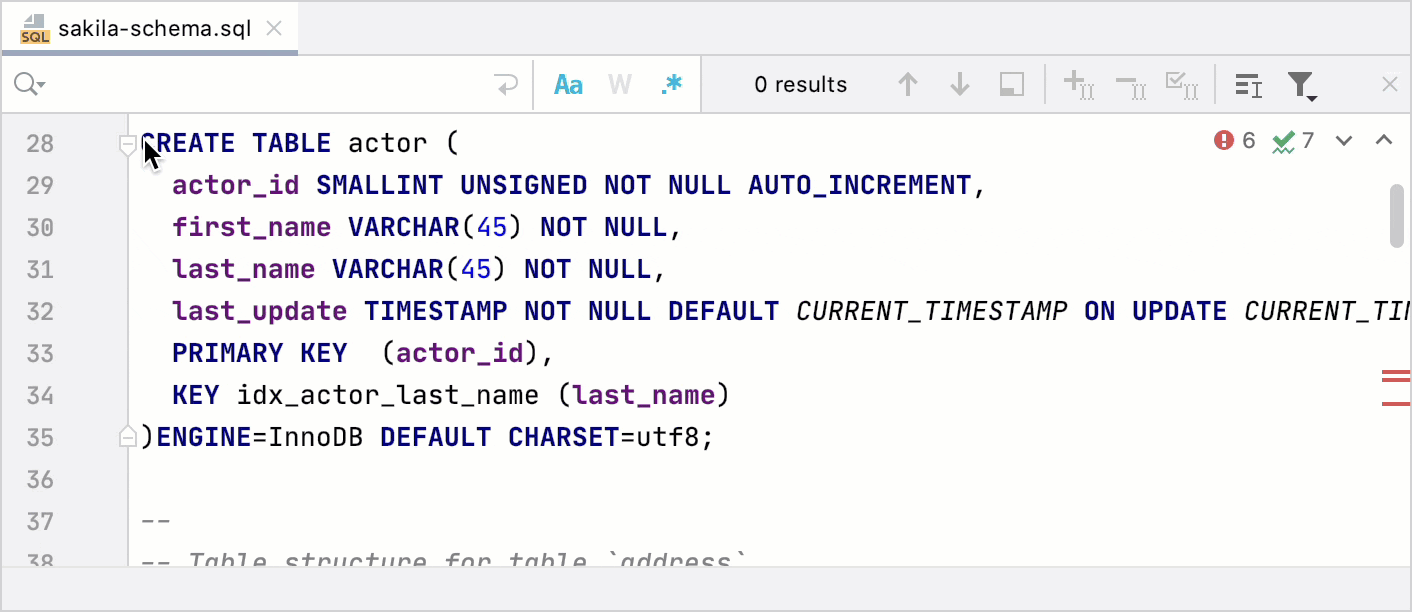 Search for a target within a file | DataGrip
