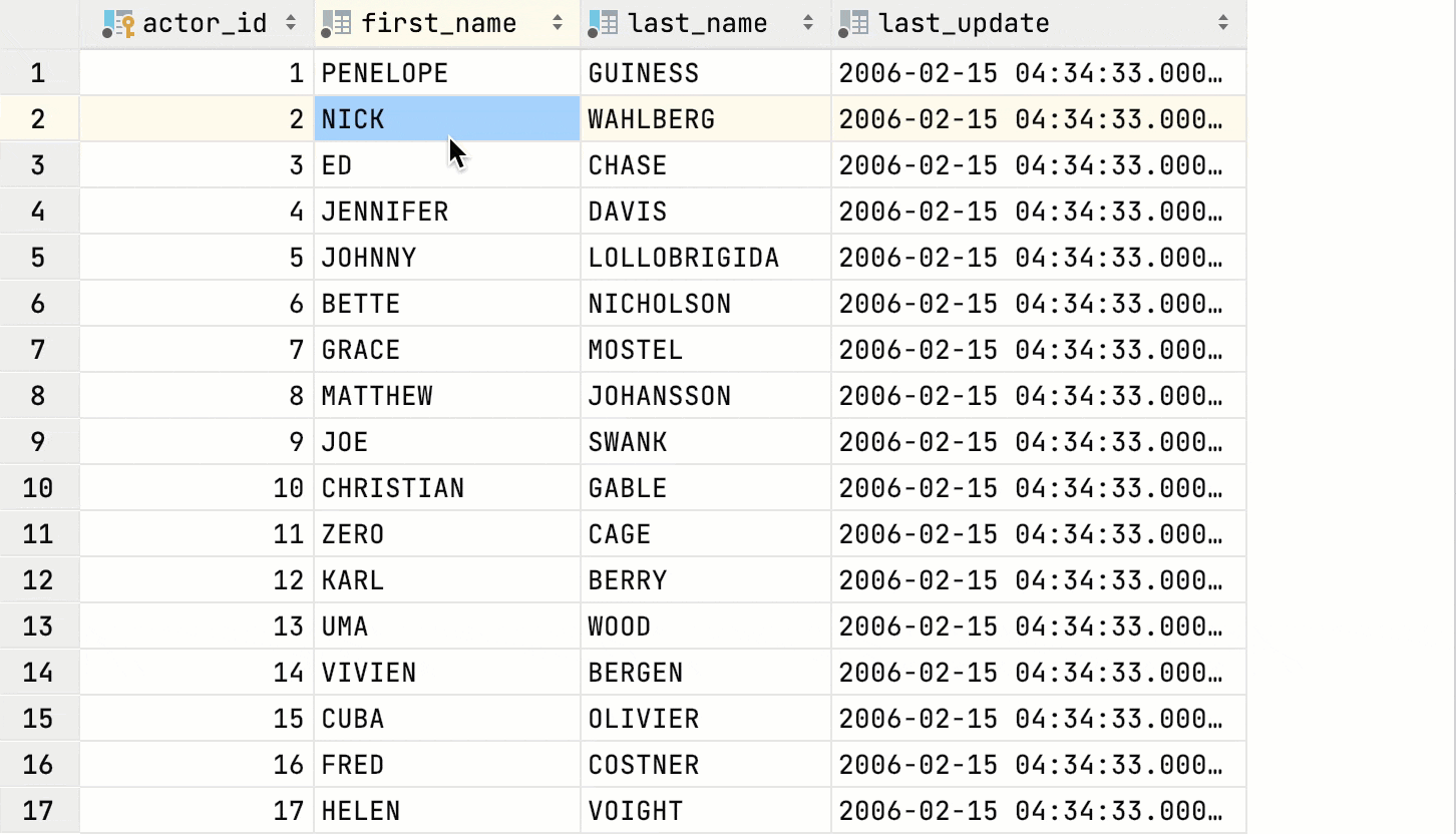 Rows | IntelliJ IDEA