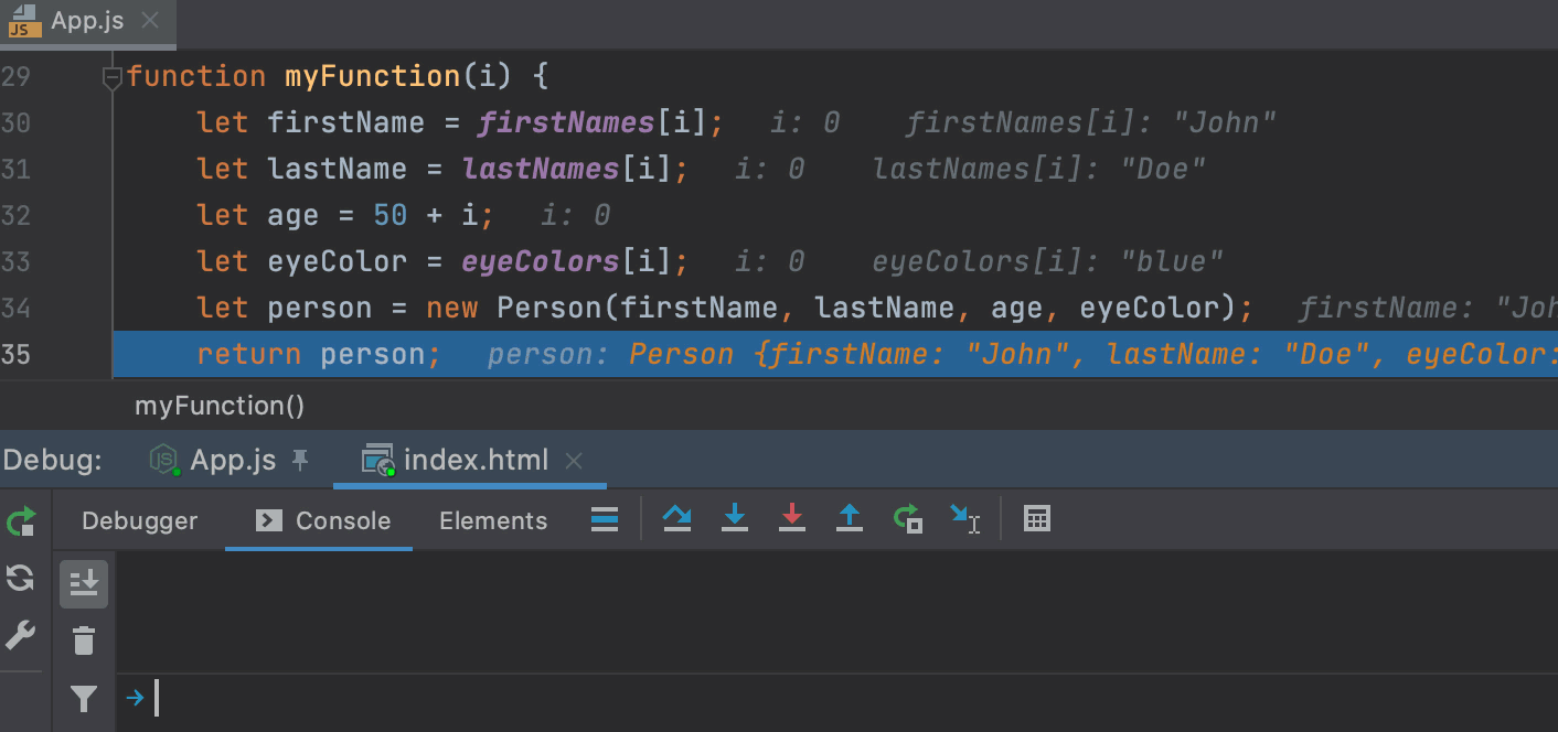 Interactive debugger console | WebStorm Interactive debugger console | WebStorm
