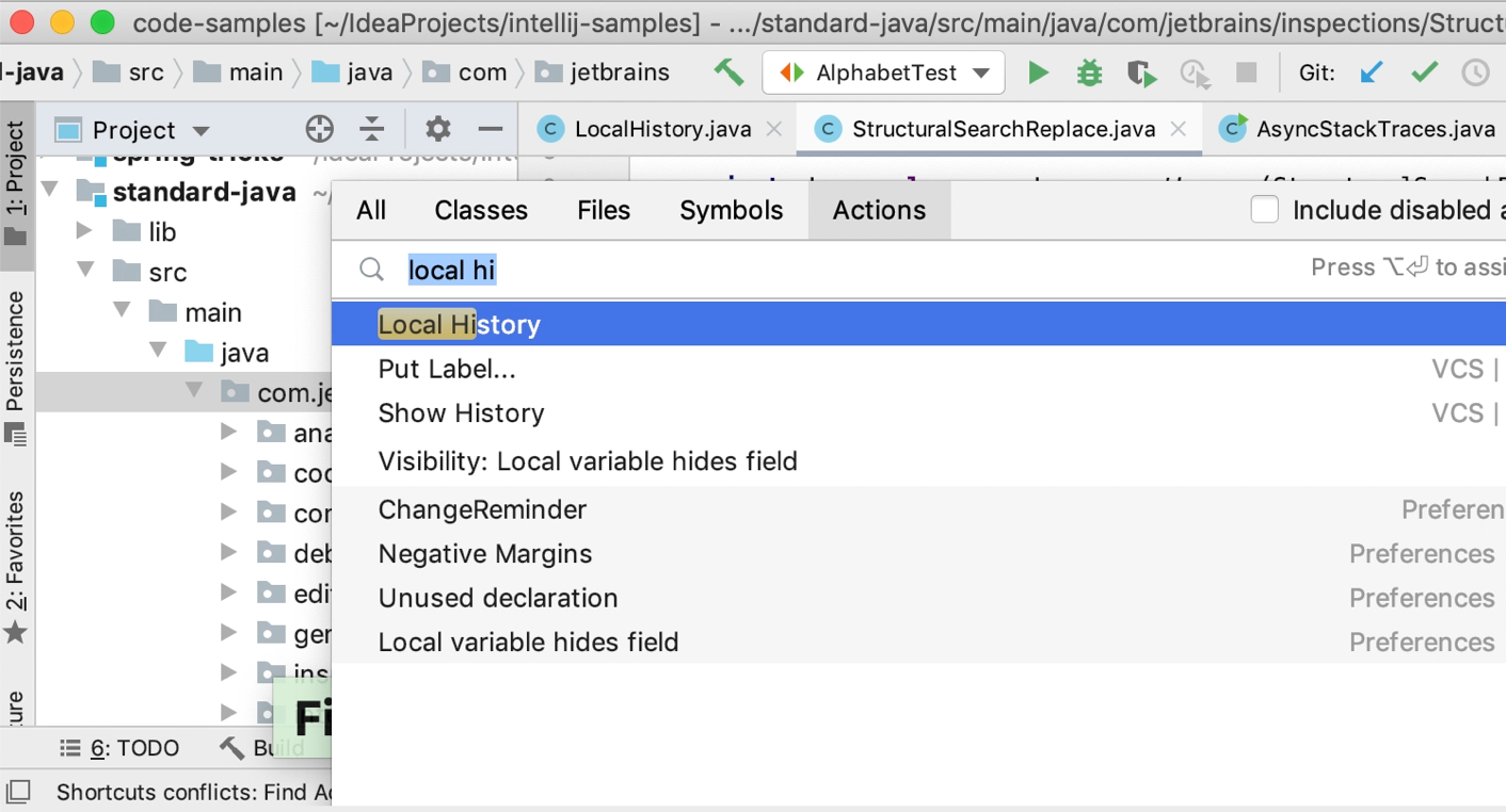 Local History IntelliJ IDEA