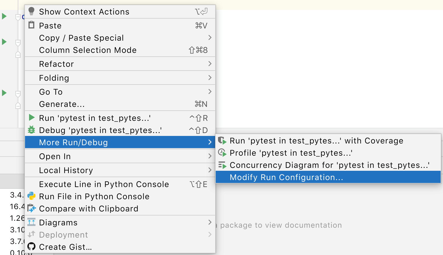 Create Run debug Configurations For Tests PyCharm