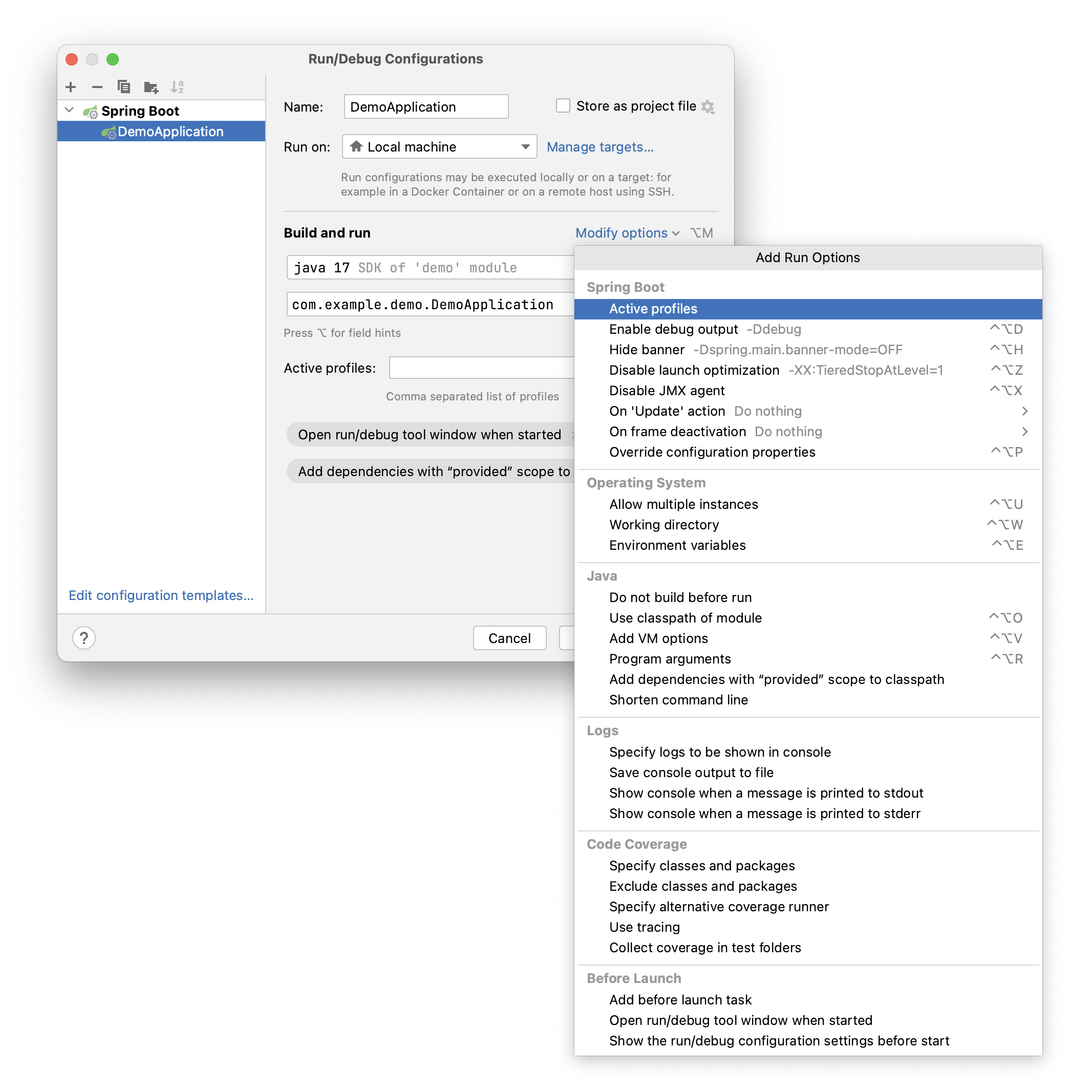 Spring Boot Run Configuration IntelliJ IDEA