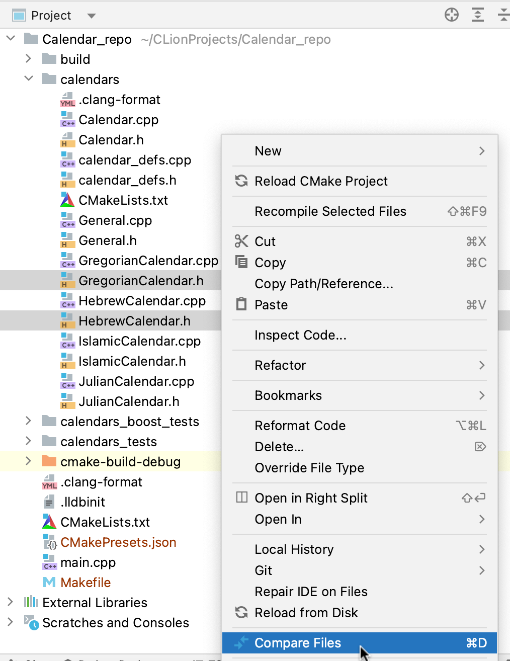 Compare files, folders, and text sources | CLion Documentation