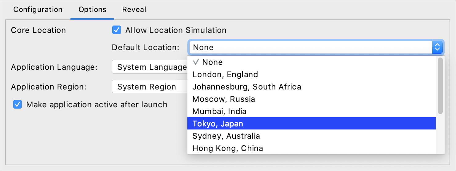 Simulate location | AppCode Documentation