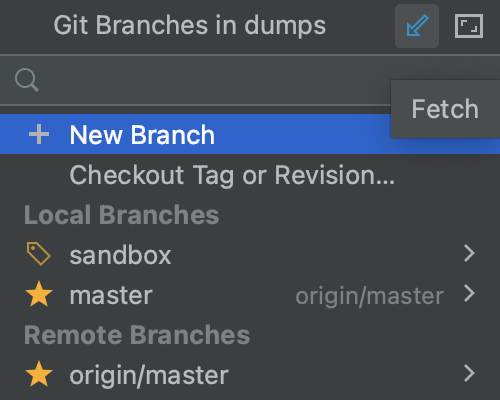 Manage Git branches | DataGrip Documentation