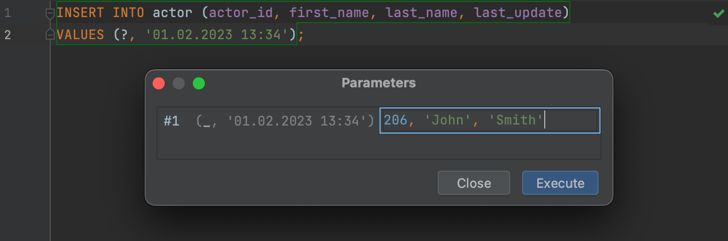 User Parameters | DataGrip Documentation