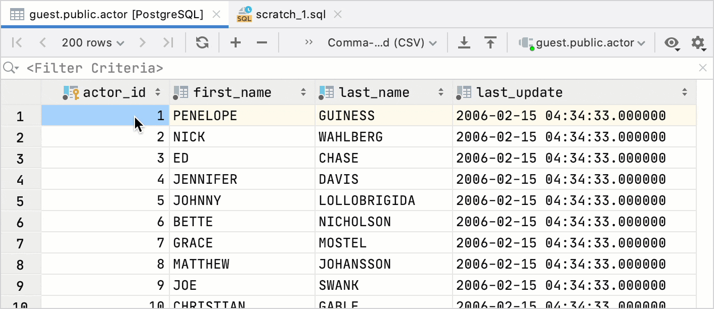 Data extractors | DataGrip Documentation