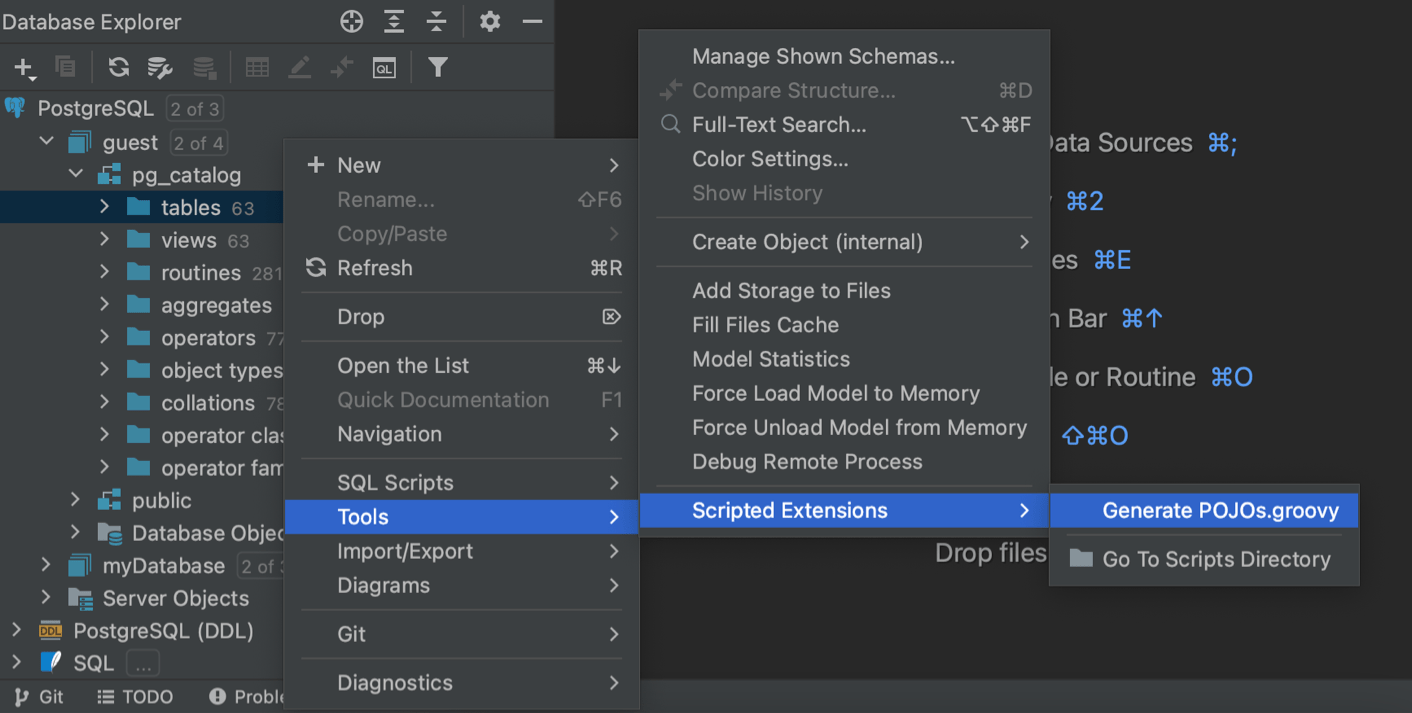 Generate code | DataGrip Documentation