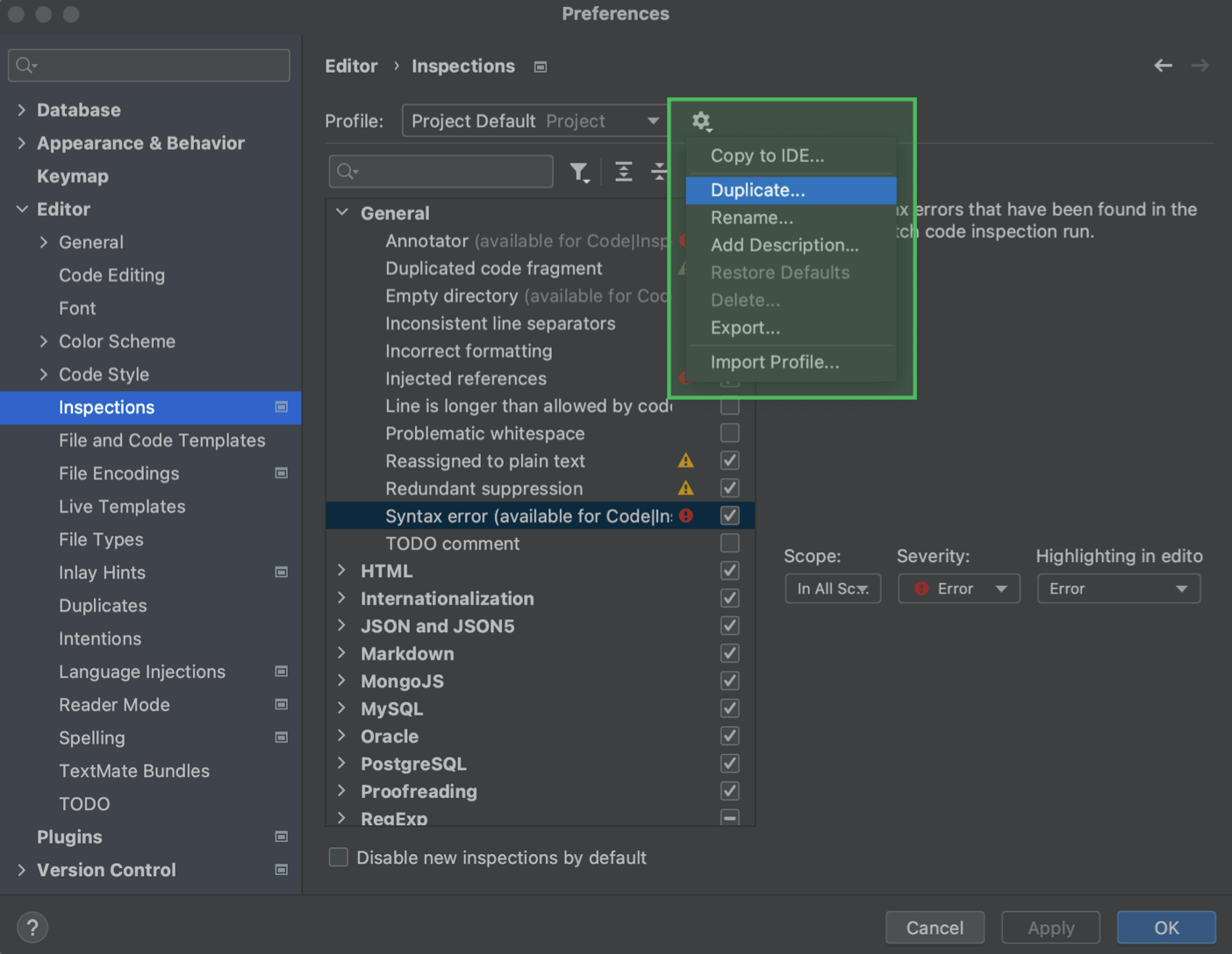 Configure profiles | DataGrip Documentation