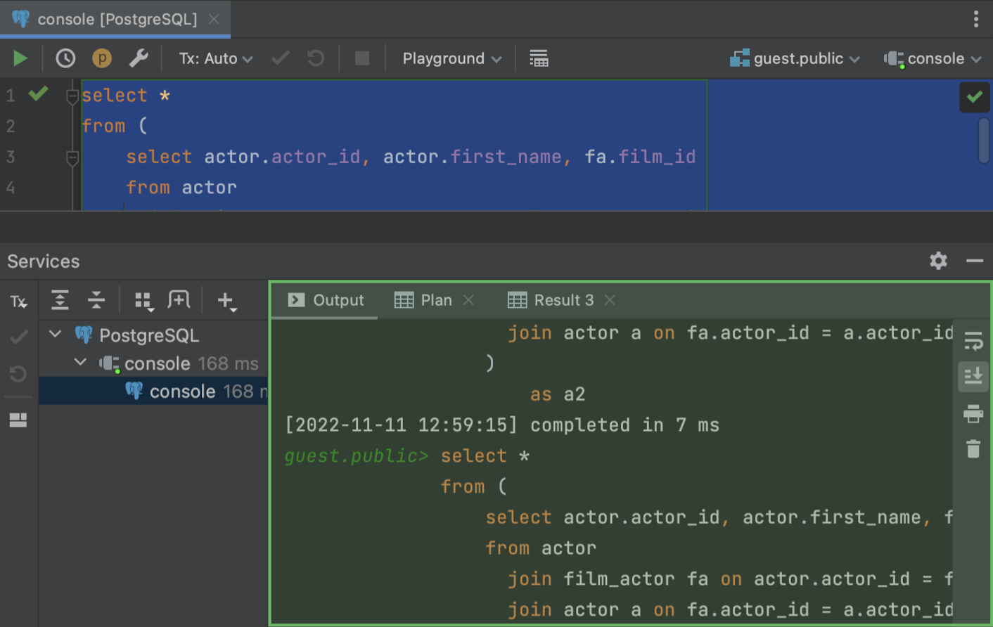 Query results | IntelliJ IDEA Documentation