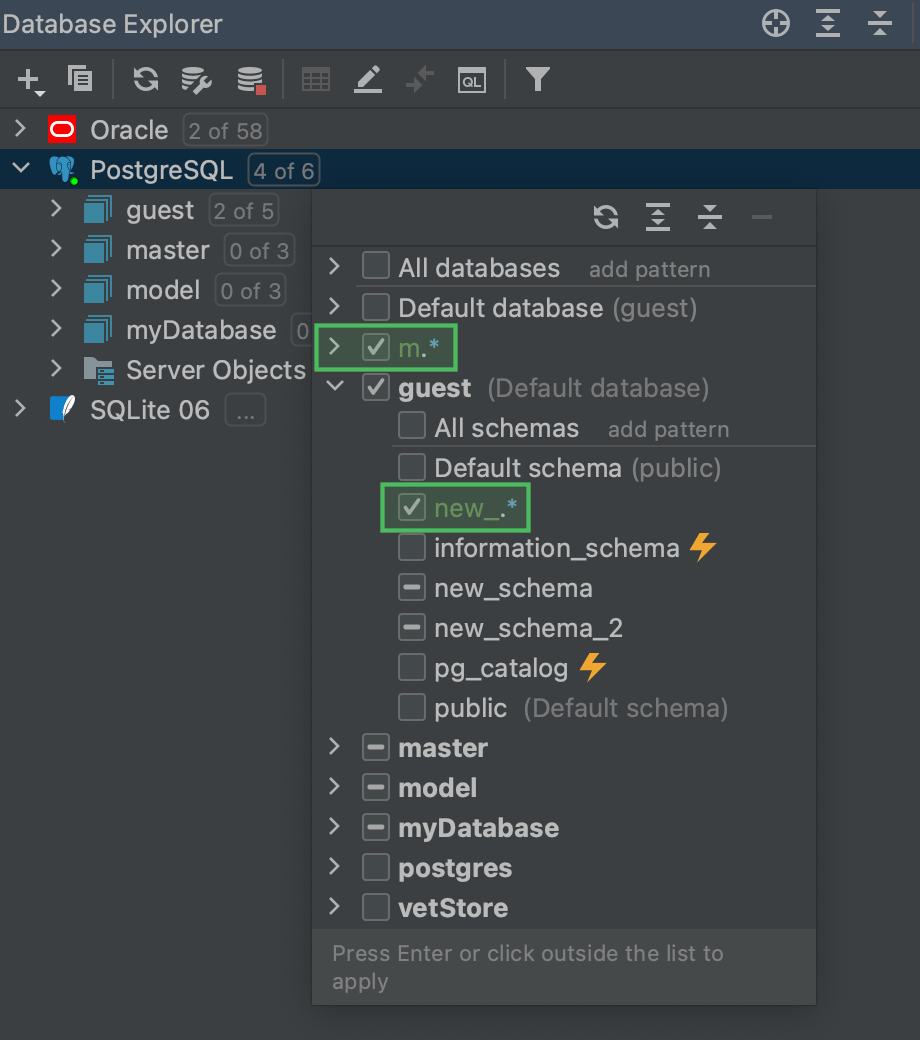 Schemas | DataGrip Documentation