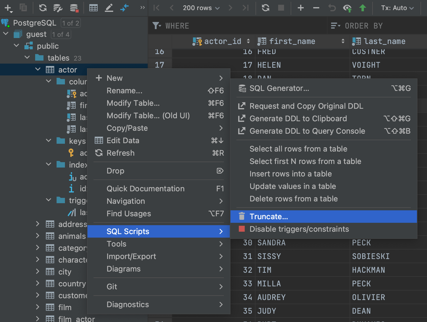 Rows DataGrip Documentation