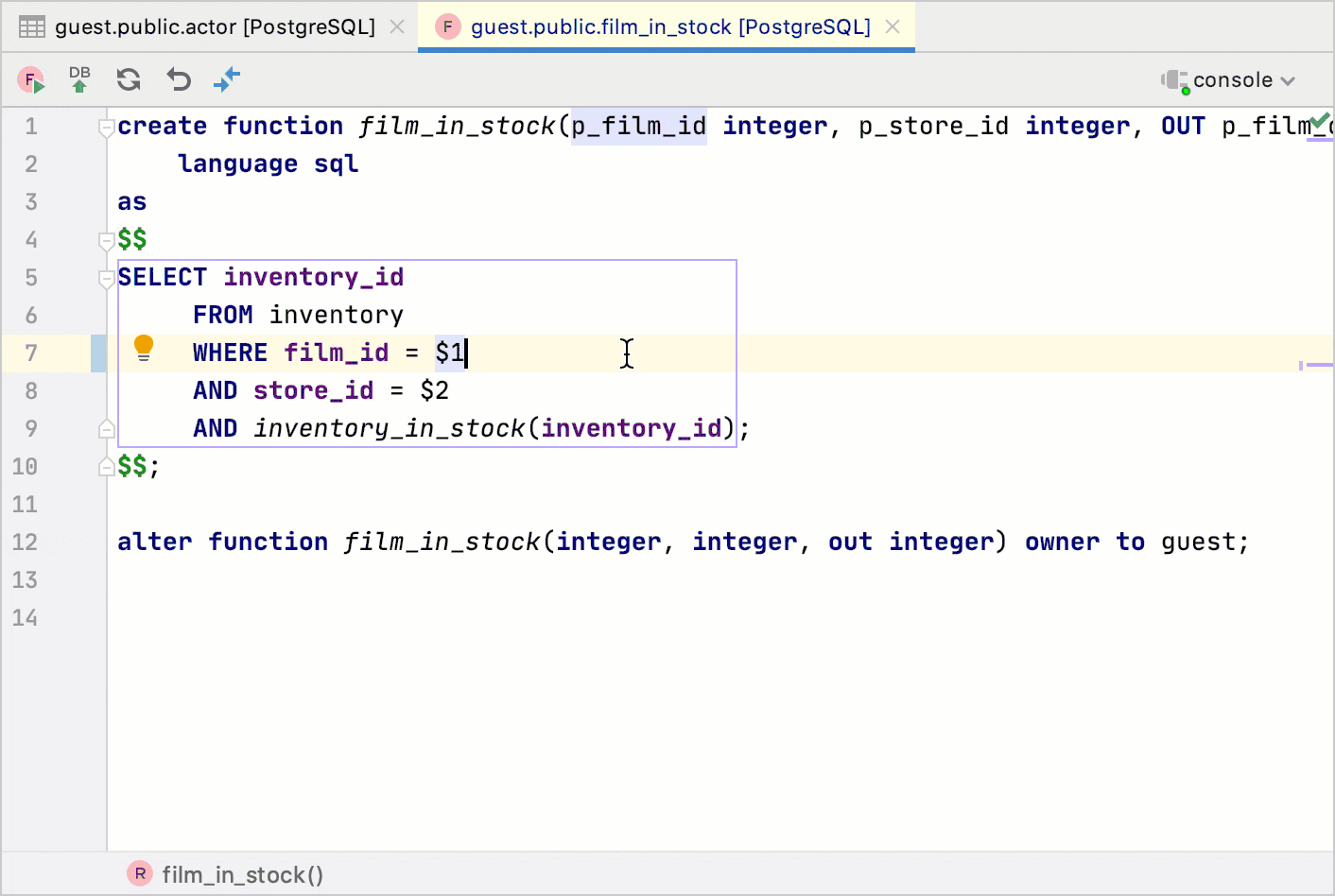 Submit changes to a database | DataSpell Documentation