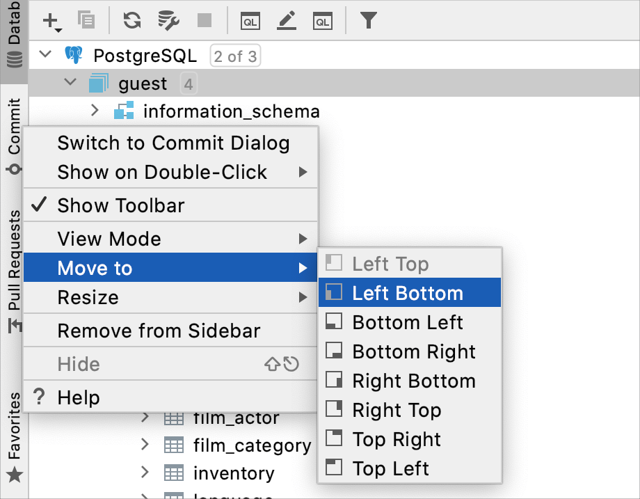 Arrange tool windows | DataGrip Documentation