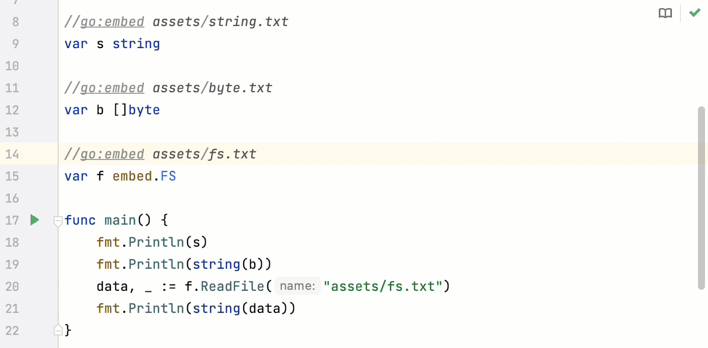 Embedding files | GoLand Documentation