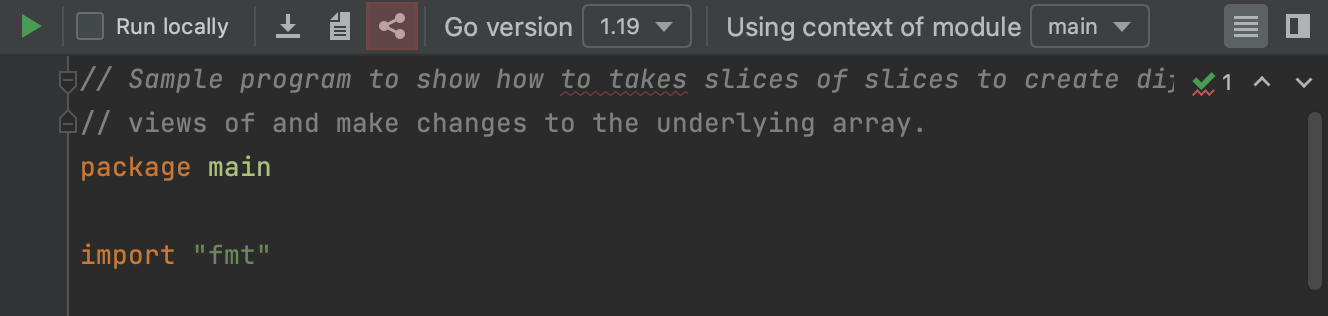 Running applications in Go Playground | GoLand Documentation