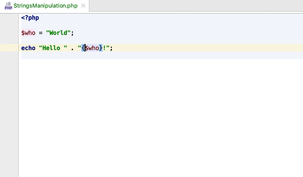 Write and edit source code | PhpStorm Documentation