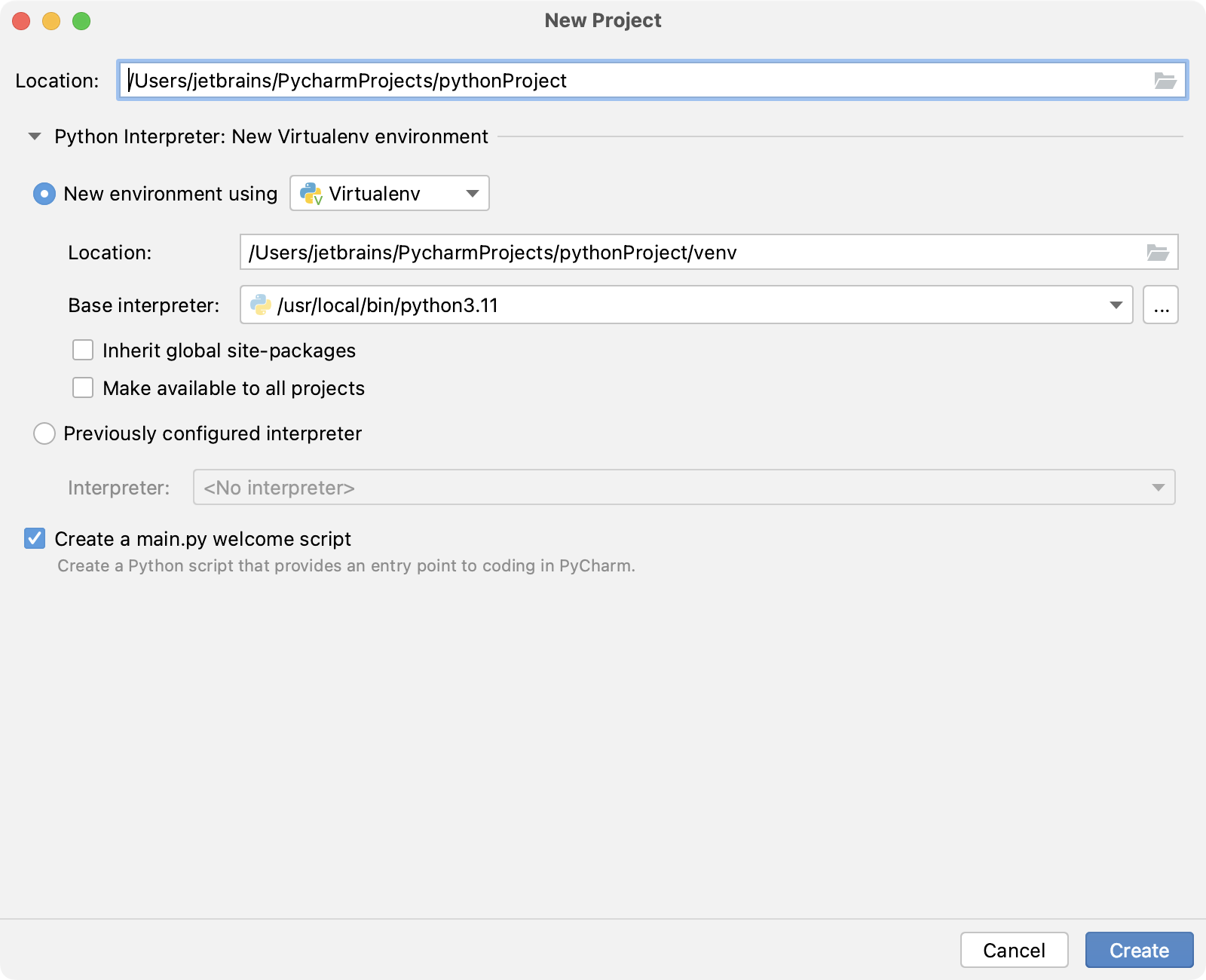 Create a Python project | PyCharm Documentation