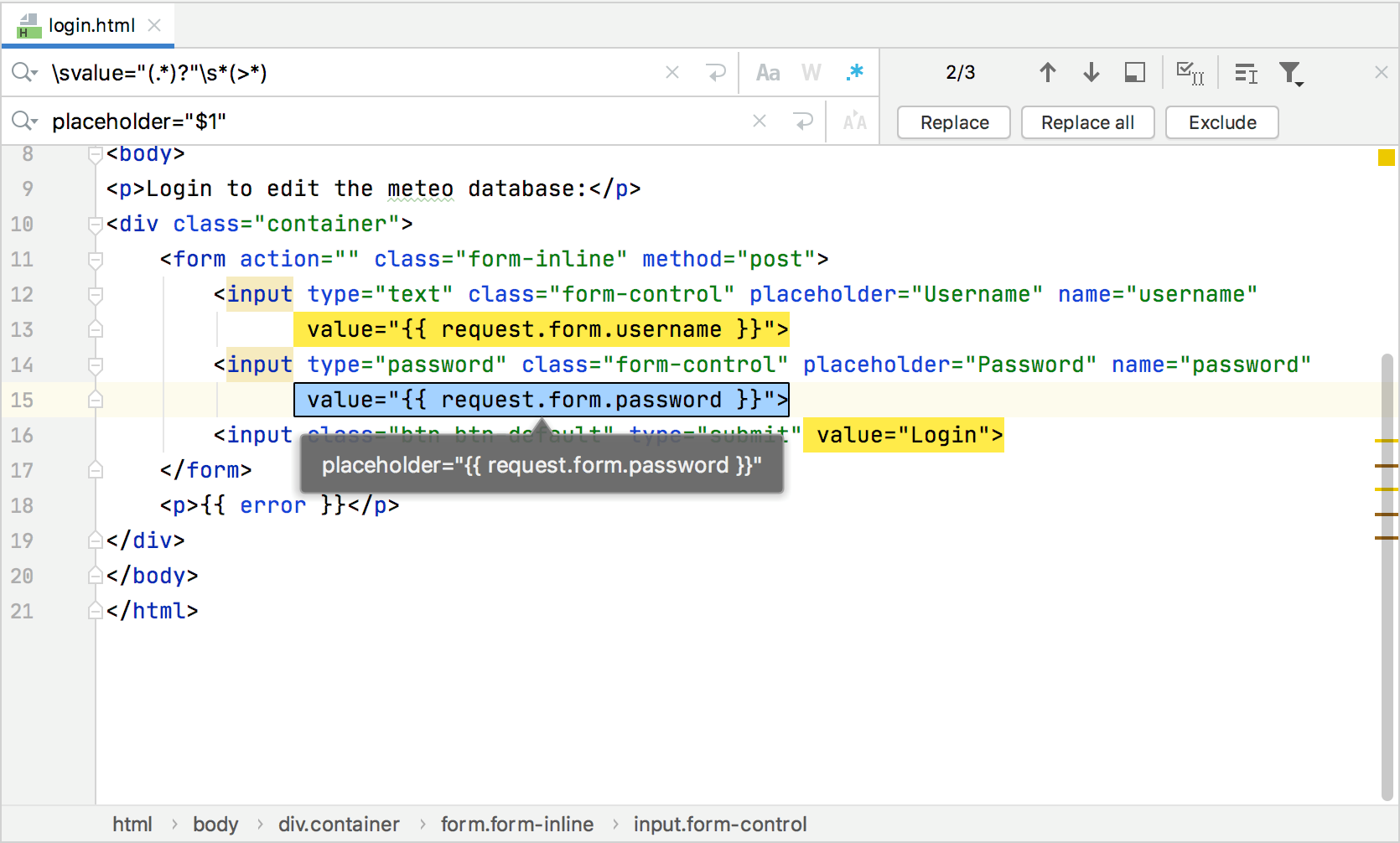 Find and replace text using regular expressions | PyCharm Documentation