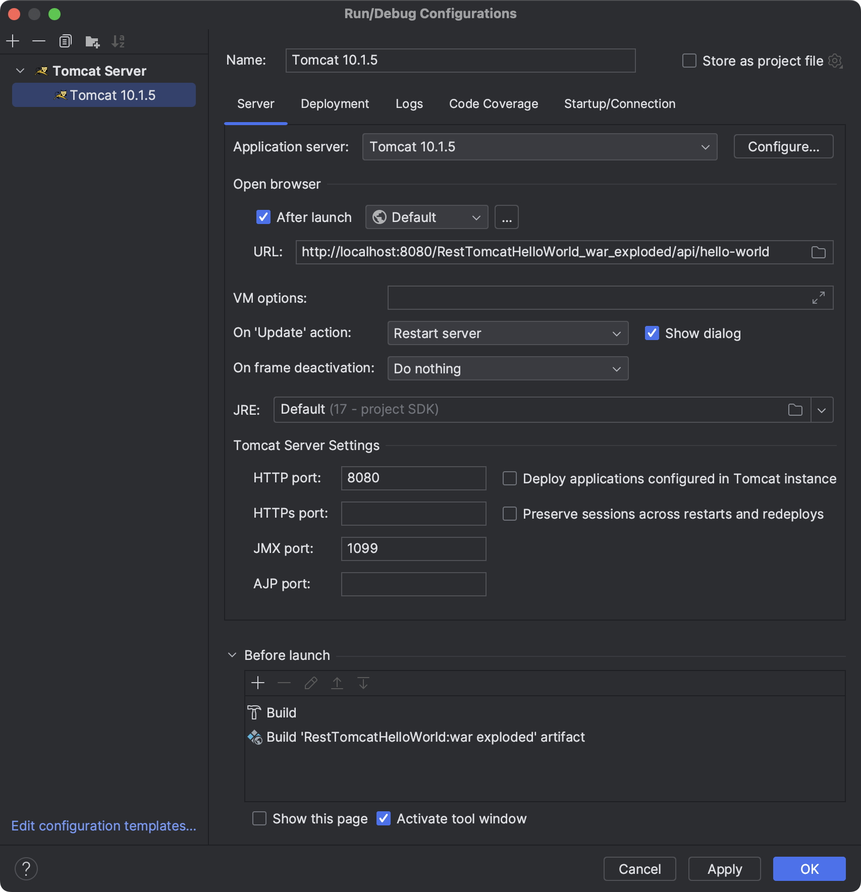 Tutorial Your First Restful Web Service Intellij Idea Documentation