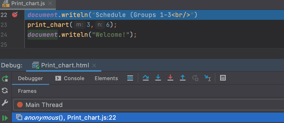 Step through the program | WebStorm Documentation