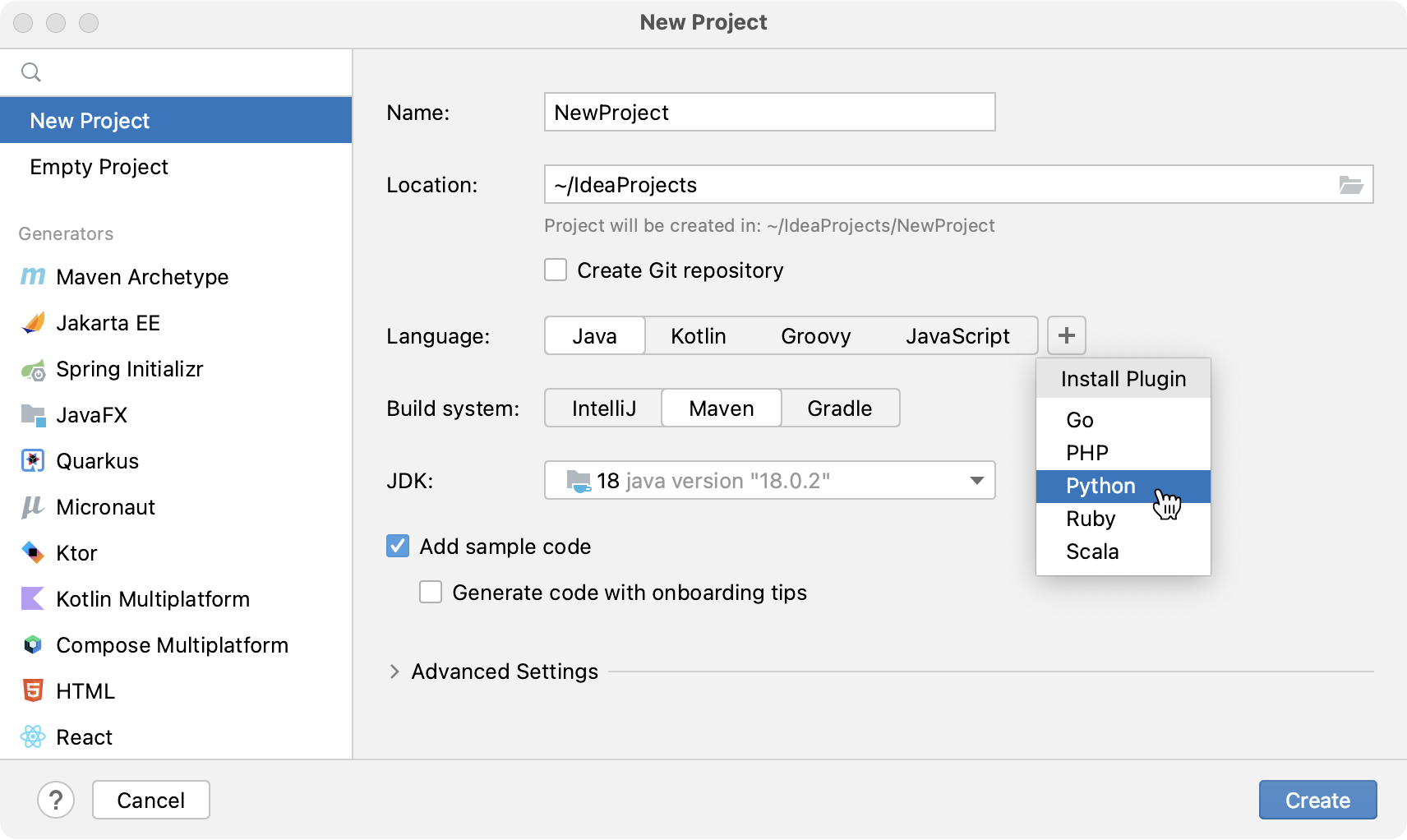 Create A New Project IntelliJ IDEA Documentation