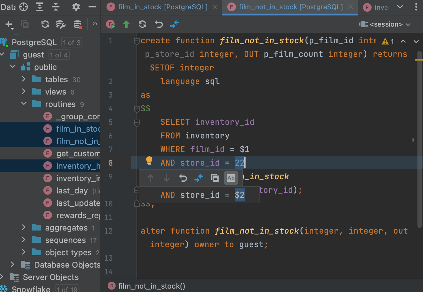 Update Source Code Of Database Objects Datagrip Documentation