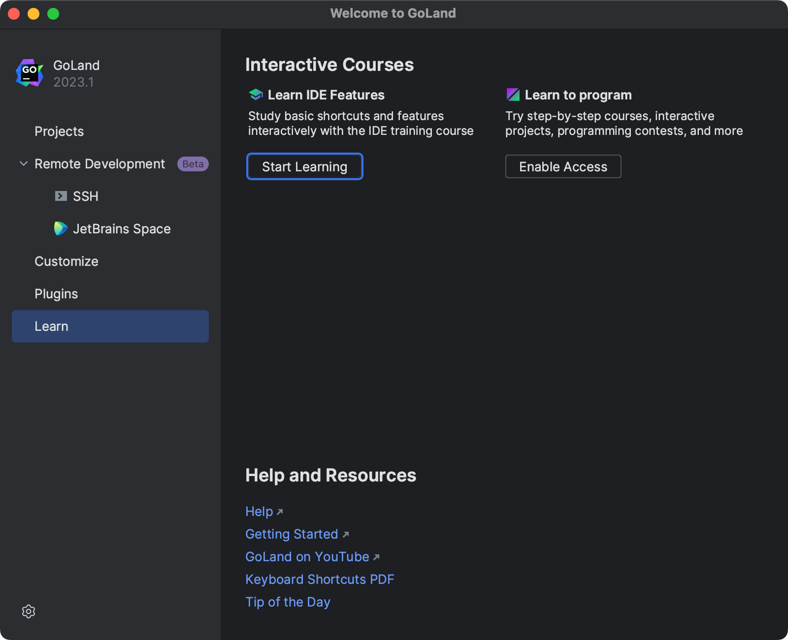 Features Trainer | GoLand Documentation