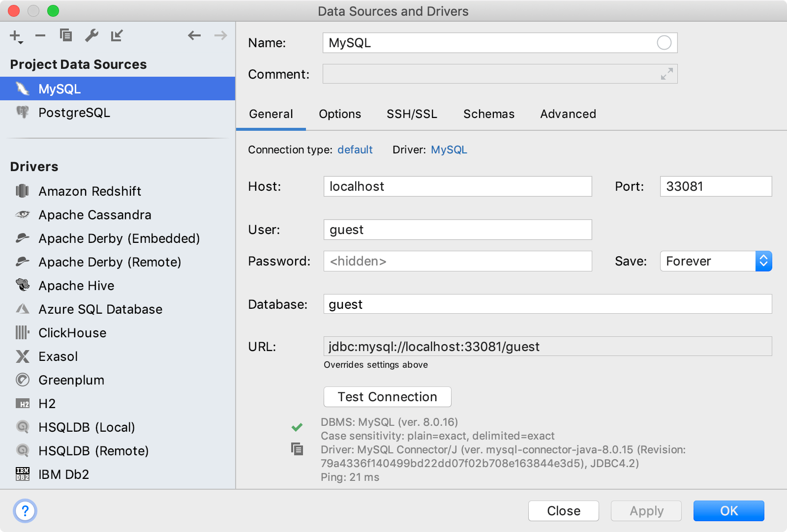 Data Sources And Drivers Dialog CLion Documentation
