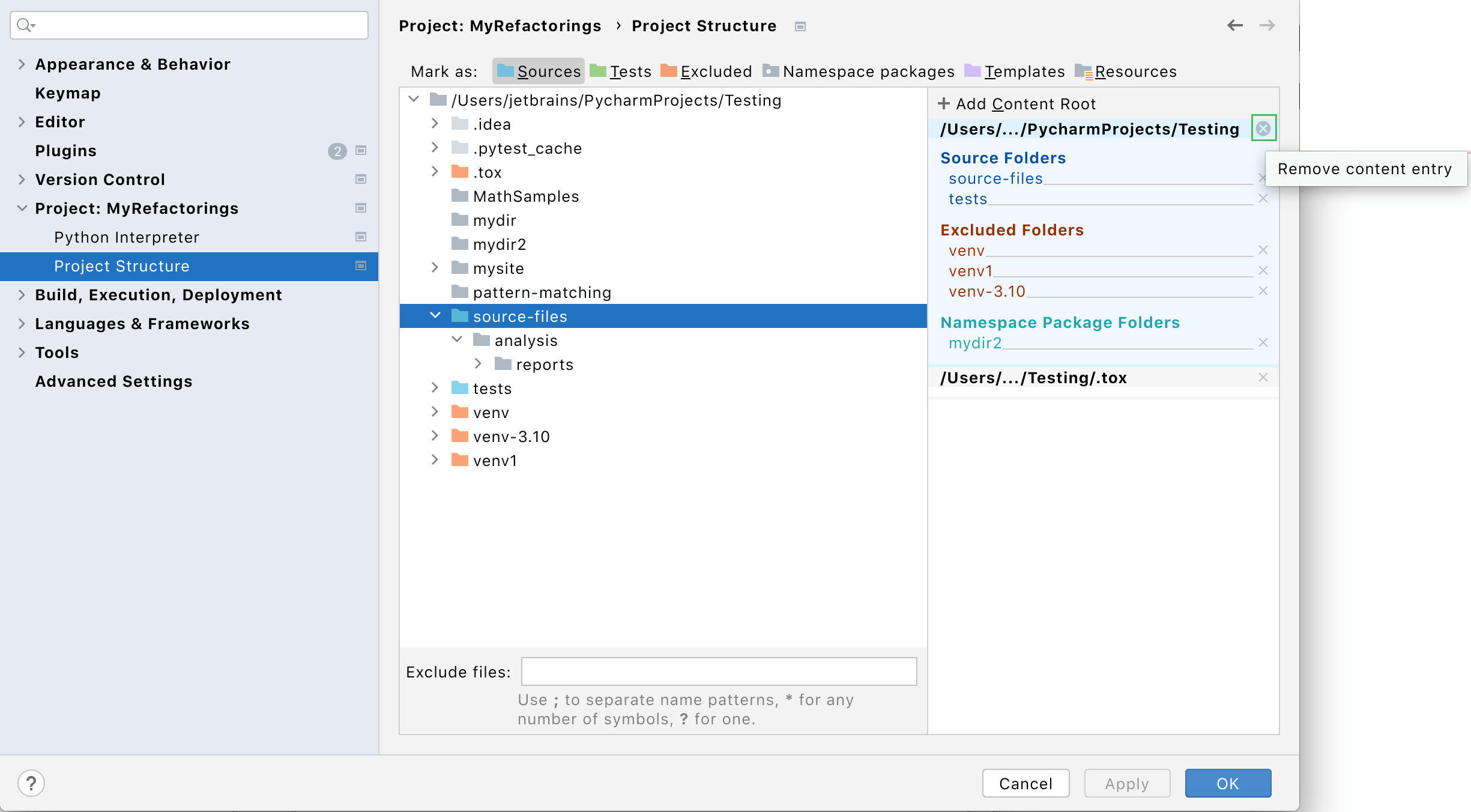 Configuring Project Structure PyCharm Documentation