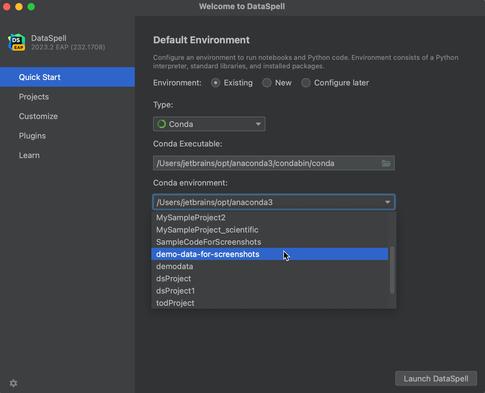 Run DataSpell for the first time | DataSpell Documentation
