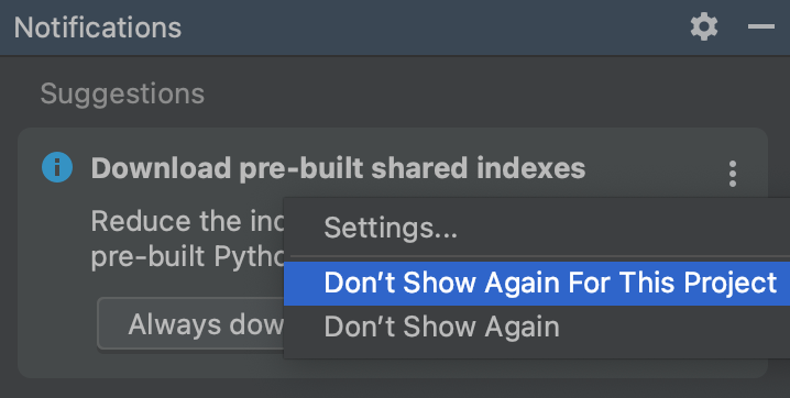 Notifications | PyCharm Documentation