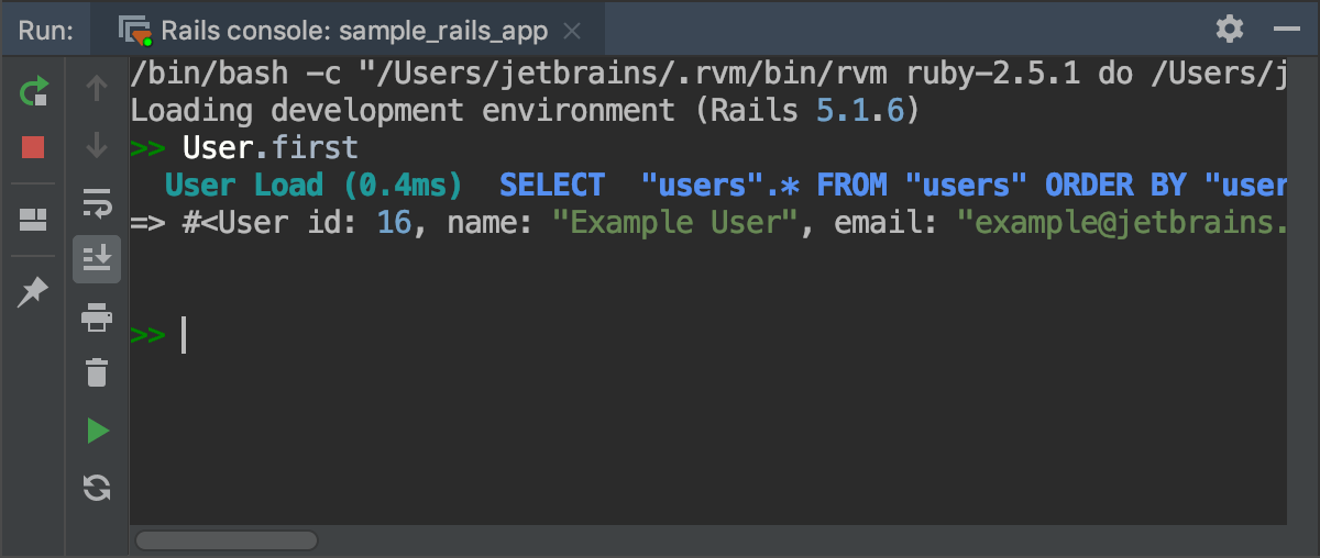 Rails console | RubyMine Documentation