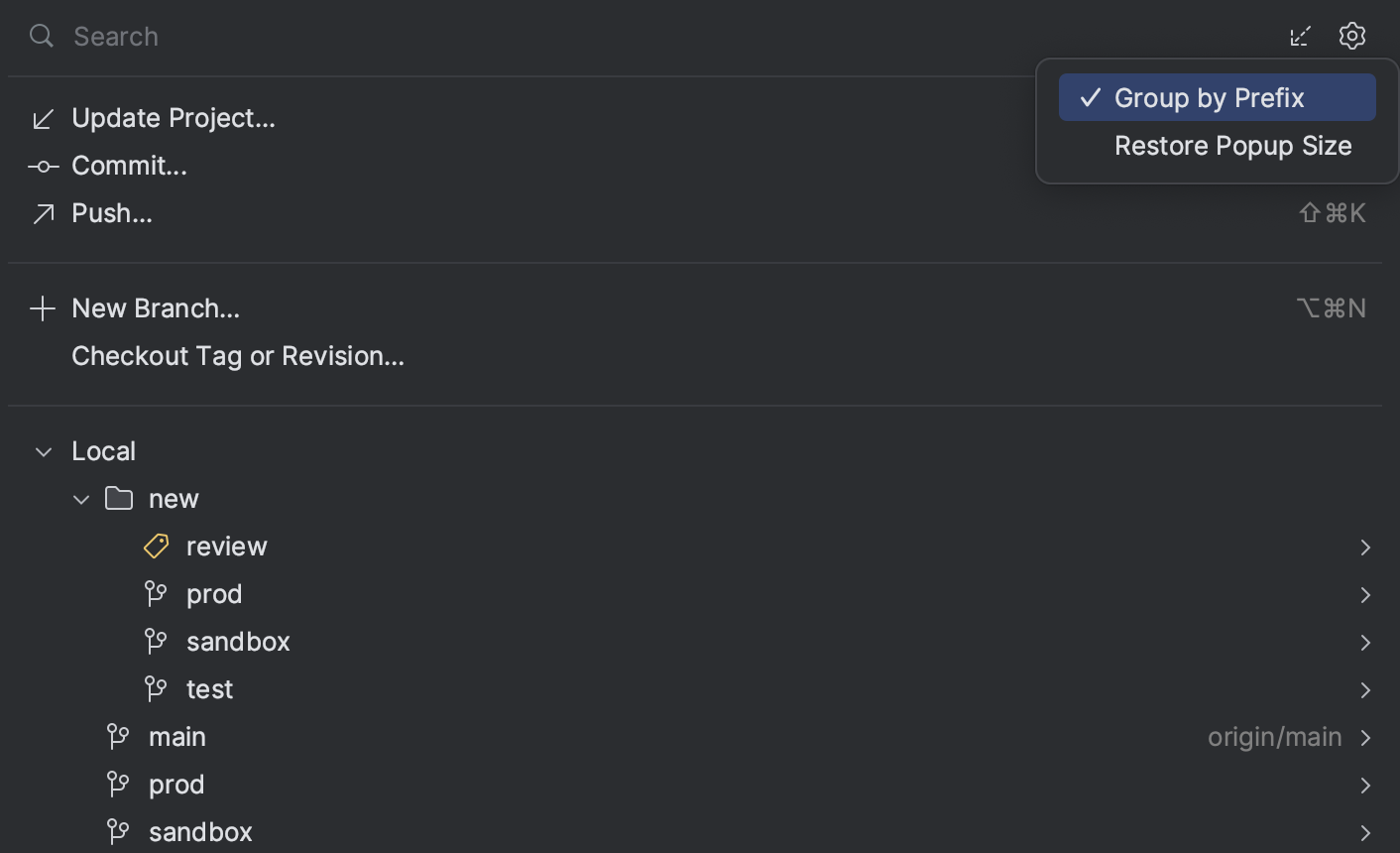 Manage Git branches | WebStorm Documentation