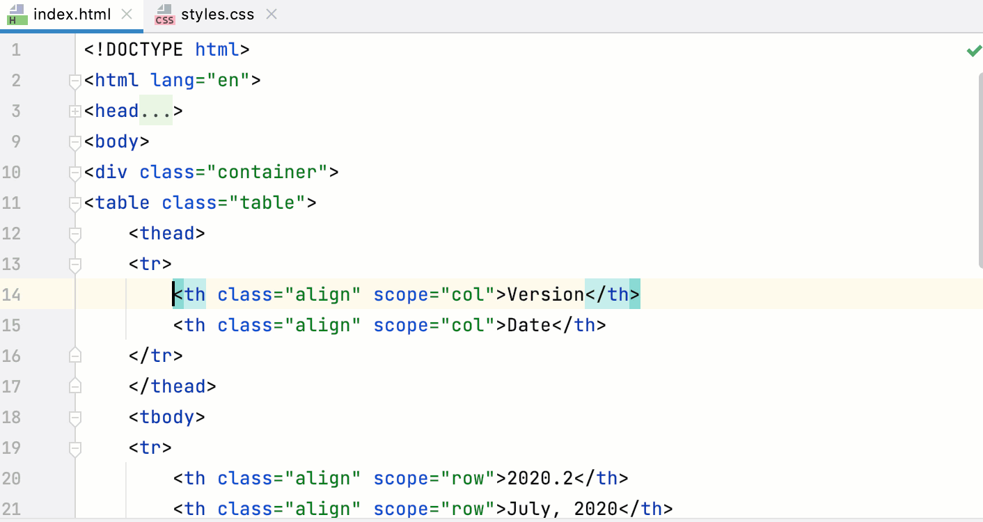 Working with HTML files | PyCharm Documentation