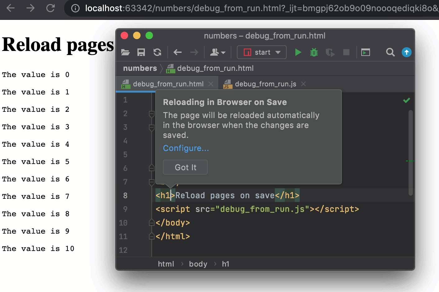 Working with HTML files | PyCharm Documentation