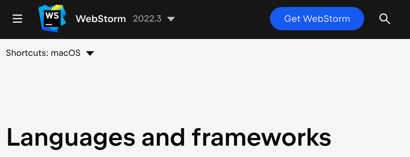 Languages and frameworks | WebStorm Documentation