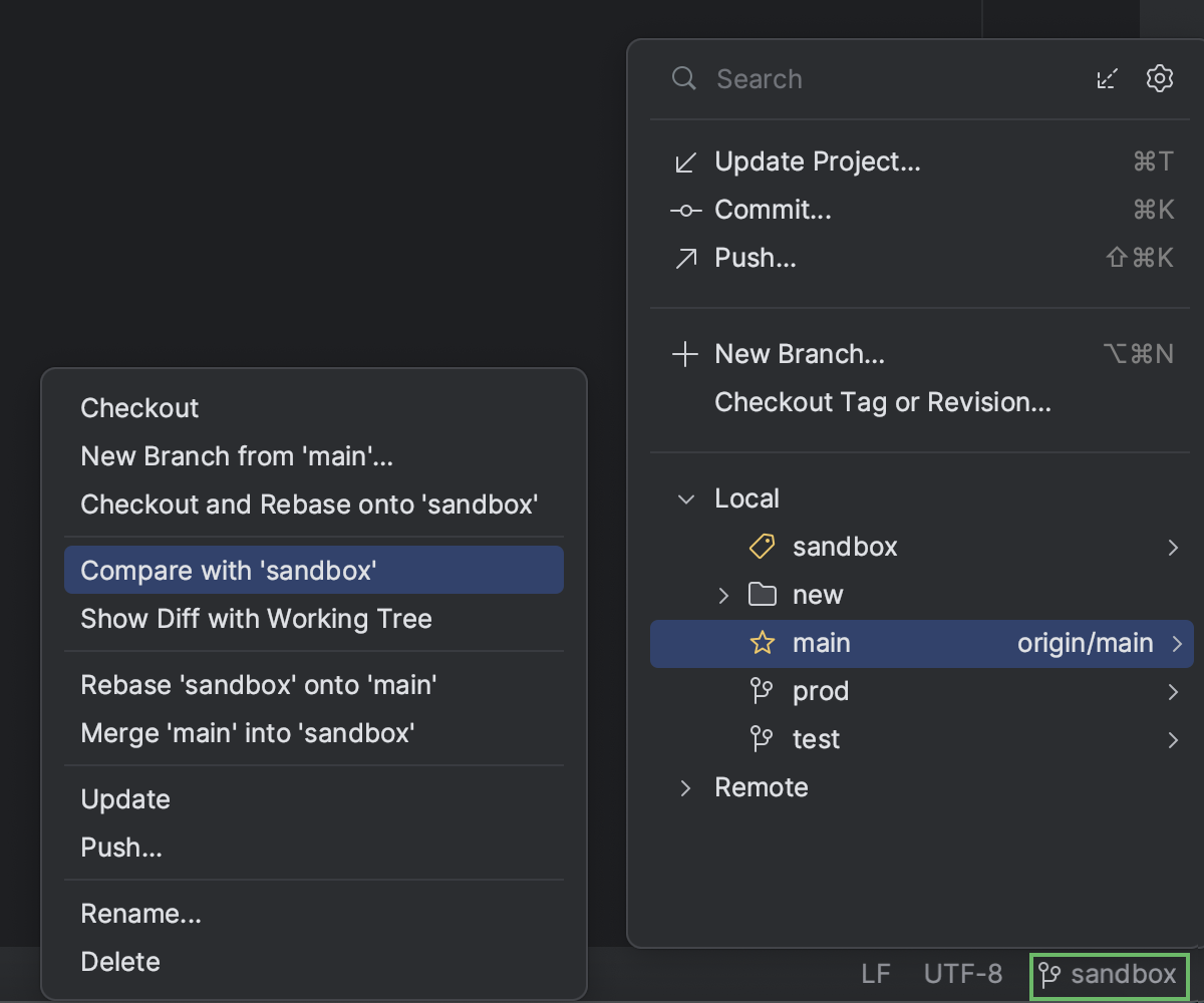Manage Git branches | WebStorm Documentation
