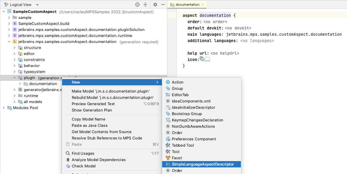 Custom language aspect cookbook | MPS Documentation