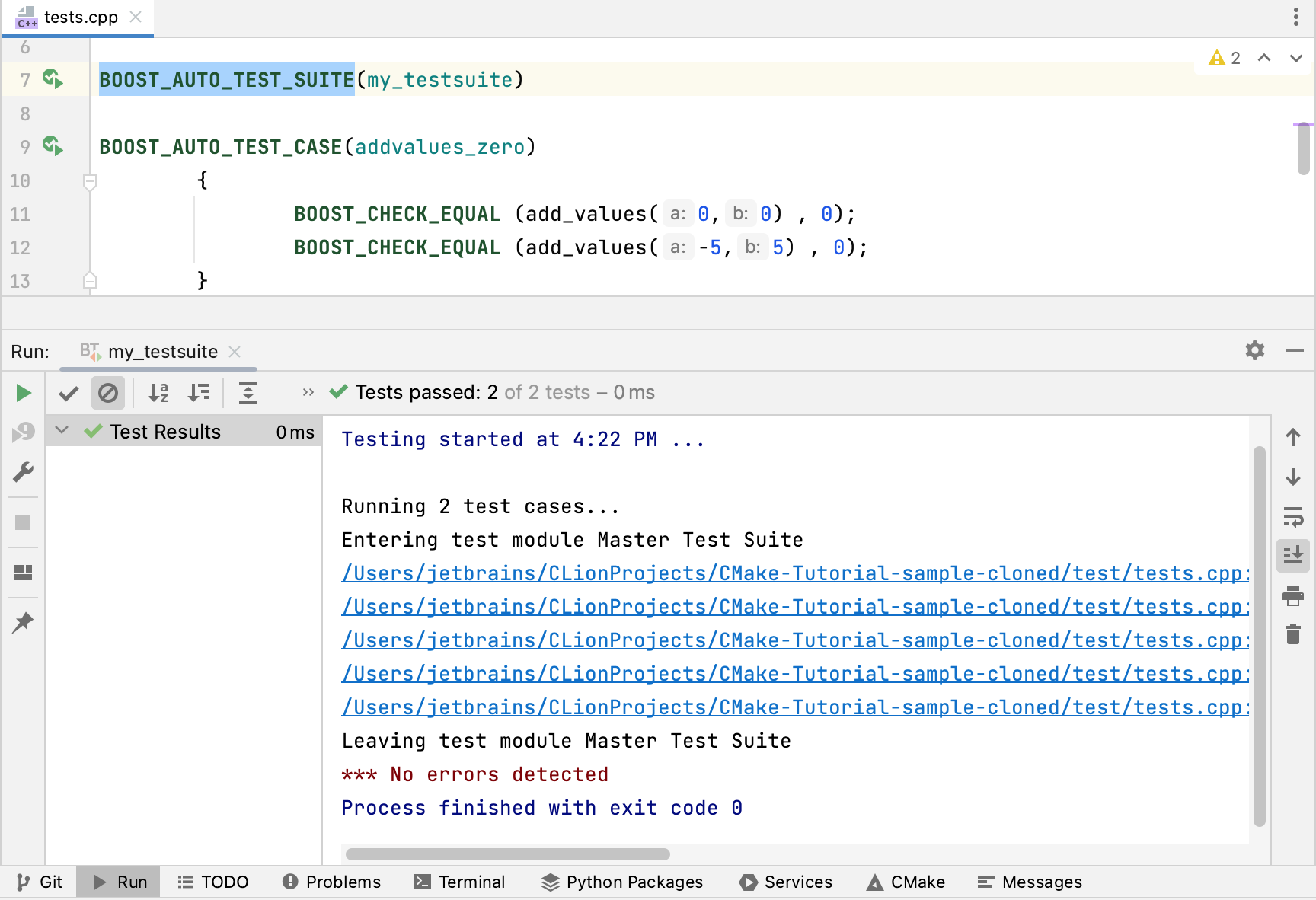 Quick CMake tutorial | CLion Documentation