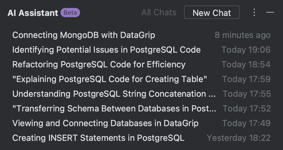 AI Assistant | DataGrip Documentation