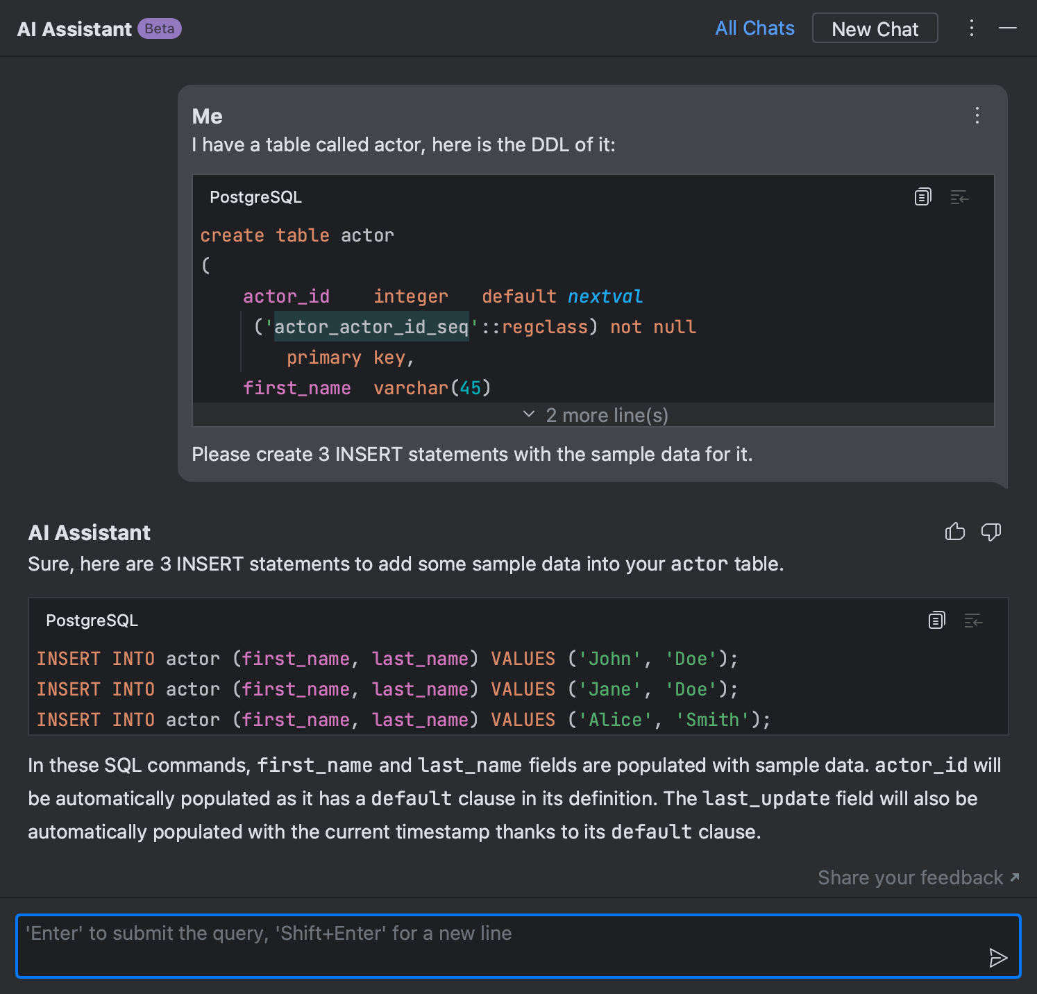 AI Assistant | DataGrip Documentation