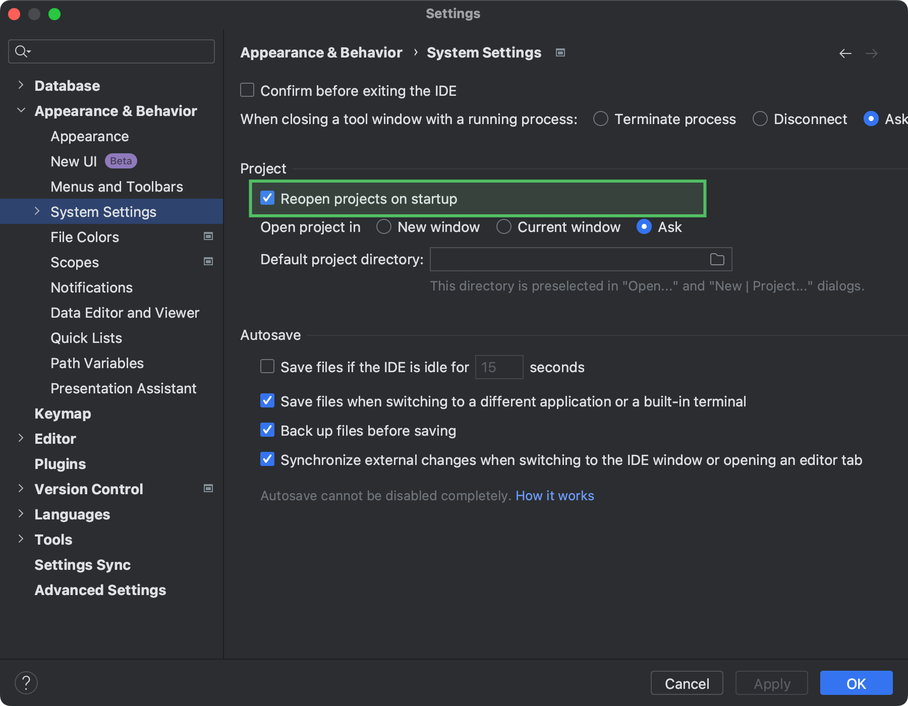 Create, open, move, and close projects | DataGrip Documentation