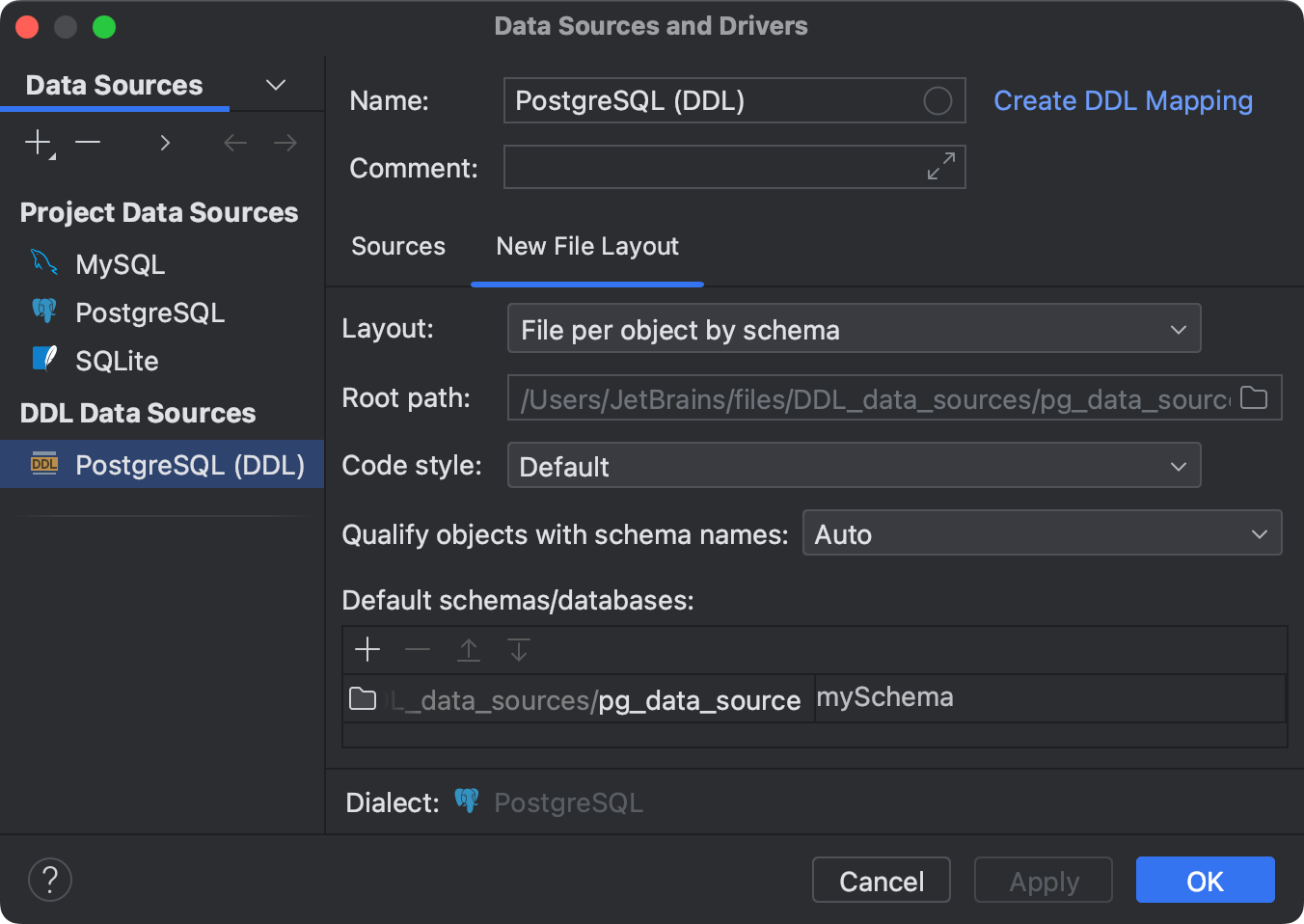 Ddl Data Sources Datagrip Documentation 