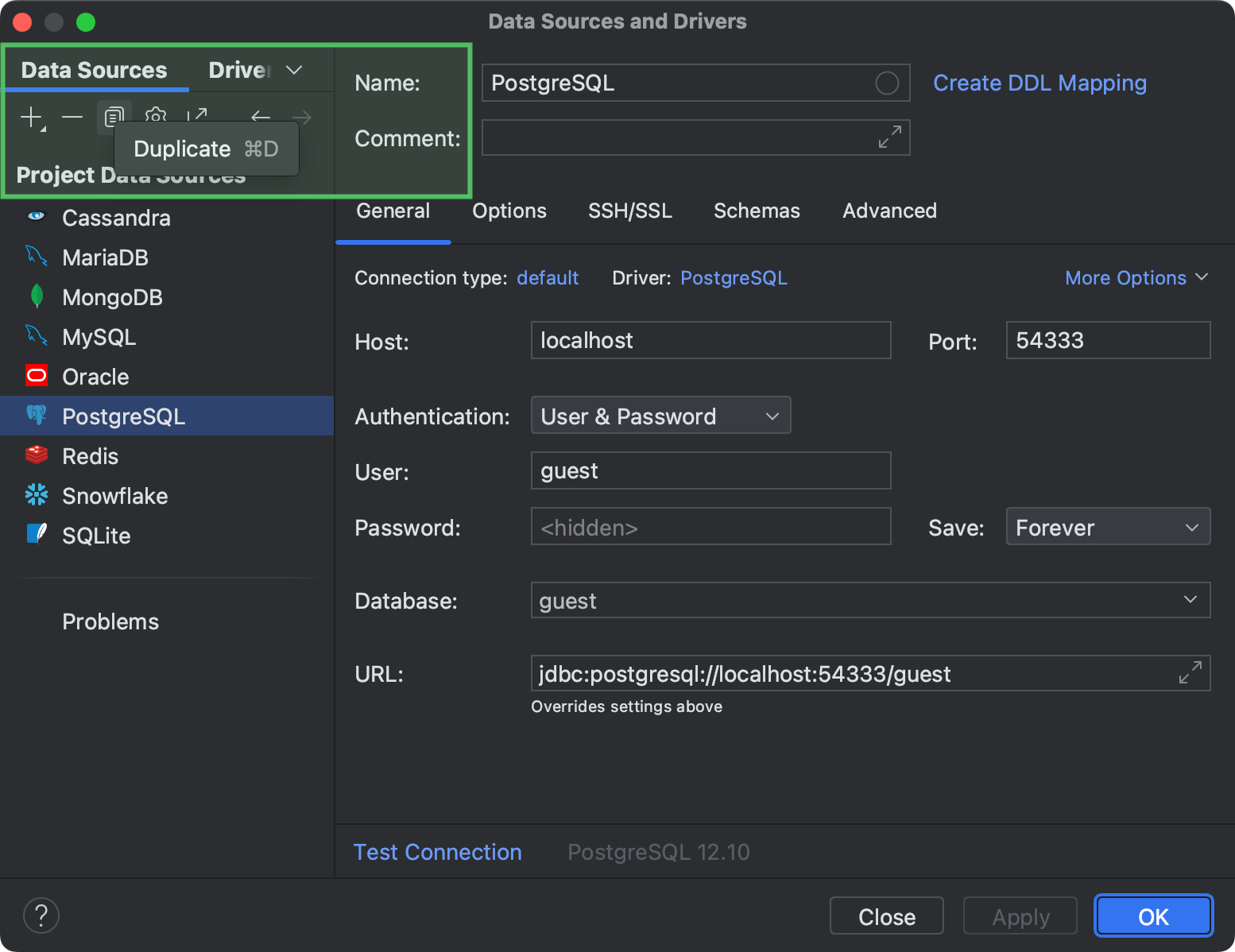Manage data sources | DataGrip Documentation